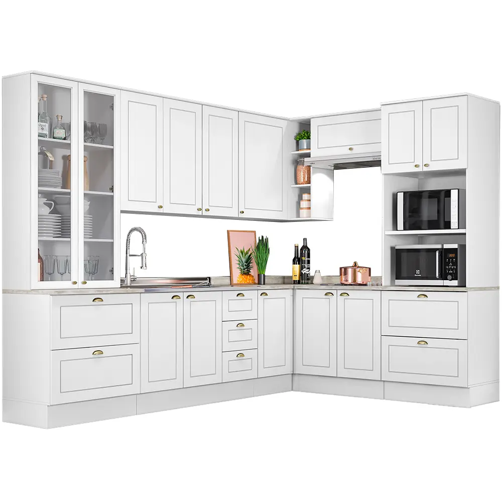 Cozinha Completa Modulada 8 Peças 14 Portas 7 Gavetas MDF Americana Henn