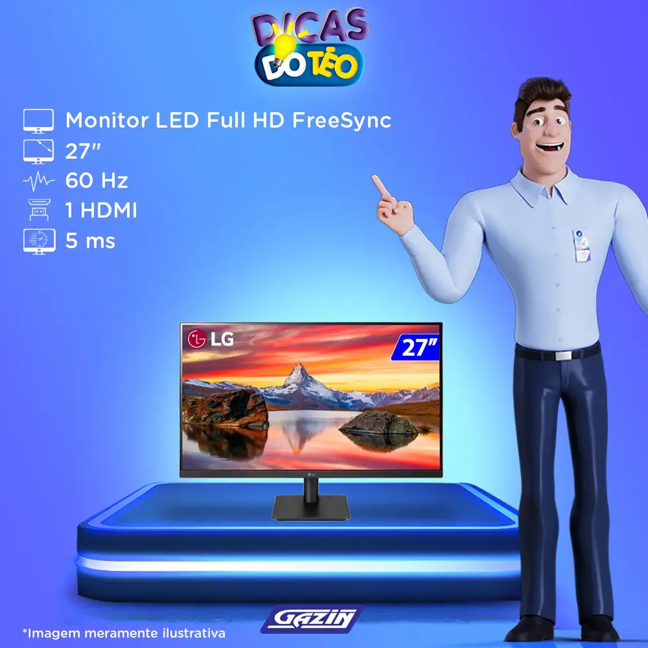 Monitor LG LED 27" IPS Full HD HDMI VGA AMD FreeSync 27MP400-B