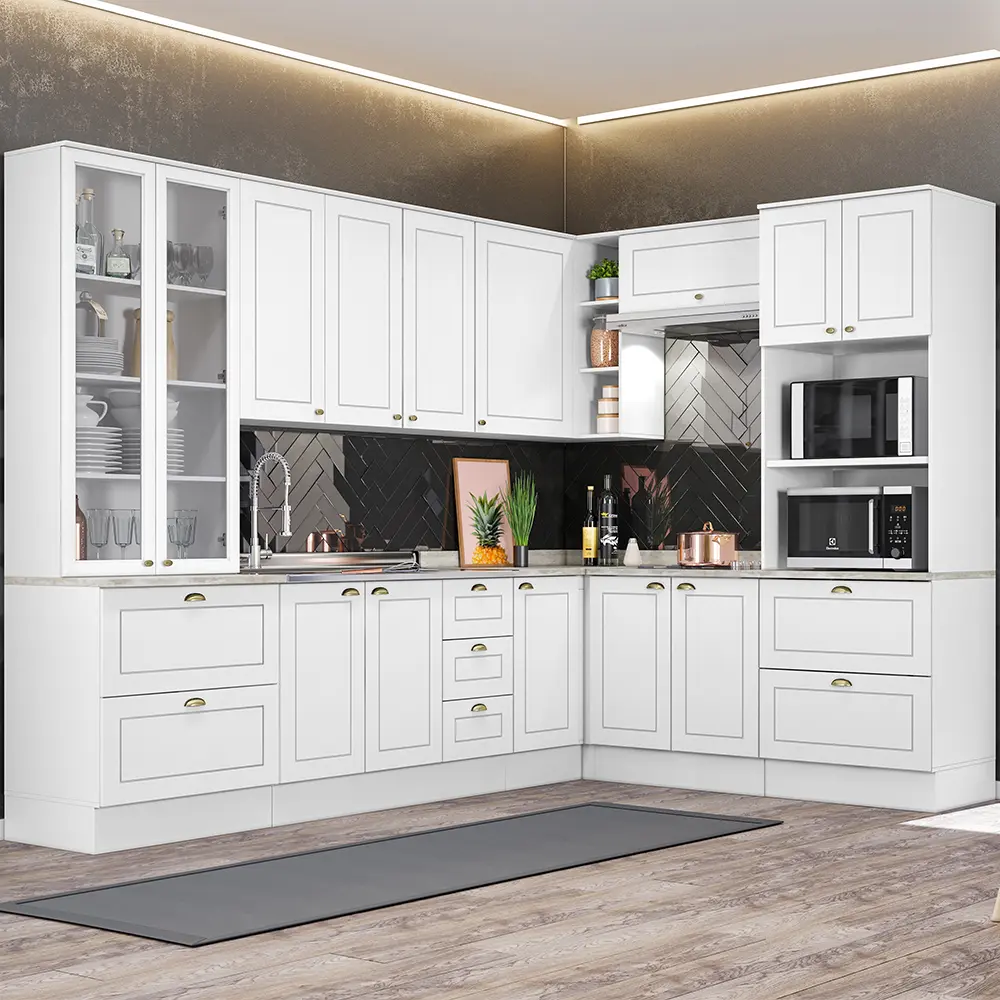 Cozinha Completa Modulada 8 Peças 14 Portas 7 Gavetas MDF Americana Henn