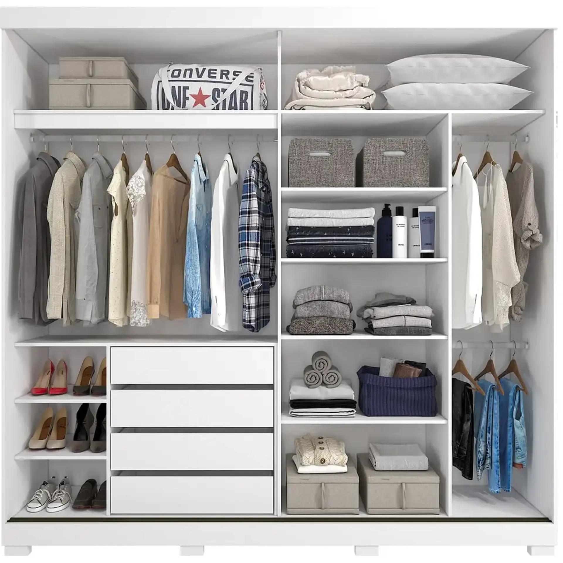 Guarda-Roupa Casal 2 Portas Correr 4 Gavetas Blumenau Panan