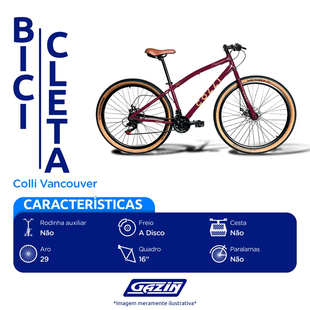 Bicicleta Aro 29 Colli Vancouver 21 Marchas Freio a Disco